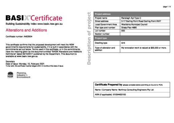 Appendix 19 - BASIX Certificate A403954 - Ranelagh Apartments